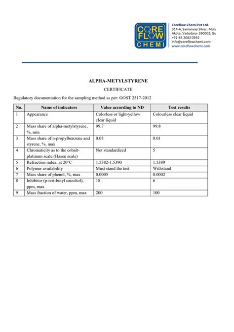 Alpha Methyl Styrene Liquid At ₹ 127 Kg In Vadodara Id 2854858111997