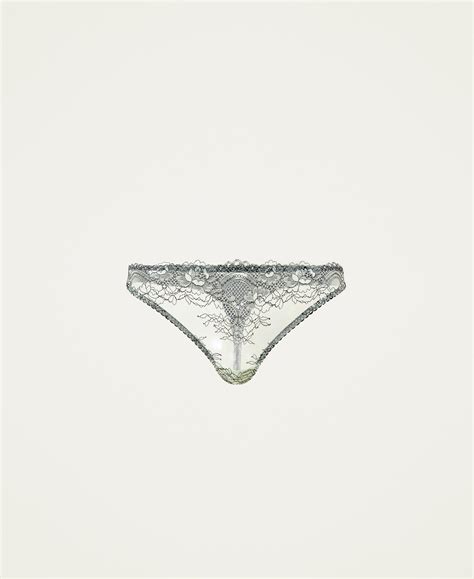 Lace And Tulle G String Woman Green Twinset Milano