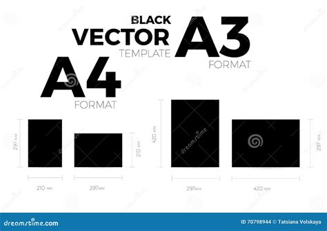 A3 And A4 Page Format Black Vector Eps10 Template Vertical And