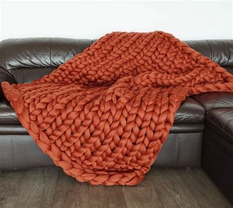 Terracotta Blanket Chunky Knit Blanket Terracotta Throw Etsy