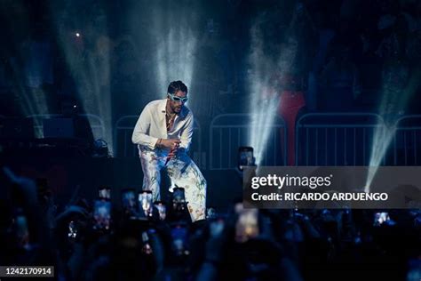 Puerto Rican Rapper Bad Bunny Performs On Stage As Part Of His News