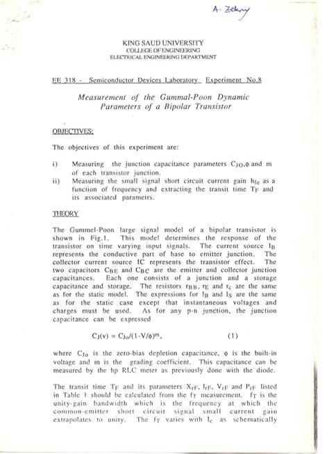 Pdf Measurement Of Spice Dynamic Parameters Of The Bjts And Static Spice Parameters Of The Mosfets