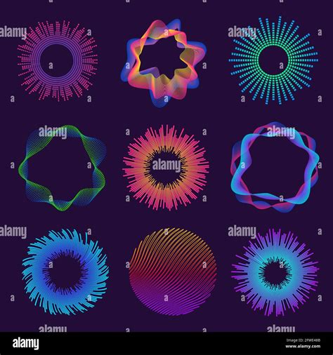 Circle Audio Waves Neon Round Music Soundwave For Equalizer Abstract