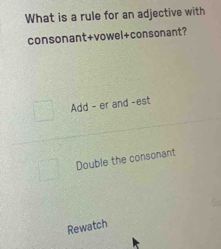 What Is A Rule For An Adjective With Consonant Vowel Consonant Add Er And Est Double T [others]