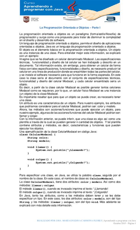 Pdf La Programación Orientada A Objetos Parte I