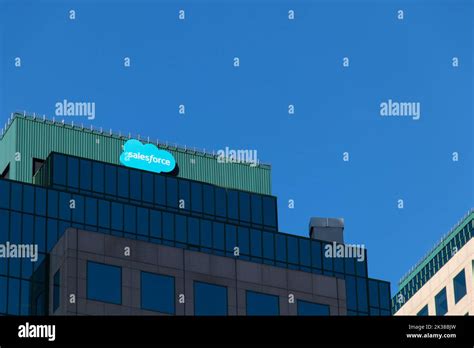 The Salesforce Logo On Top Of A High Rise Office Building In Toronto Saleforce Is An American