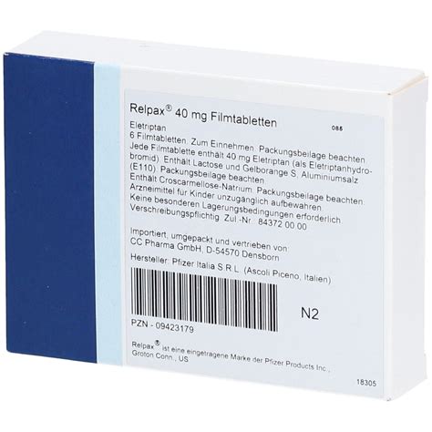 Relpax® 40 Mg 6 St Mit Dem E Rezept Kaufen Shop Apotheke