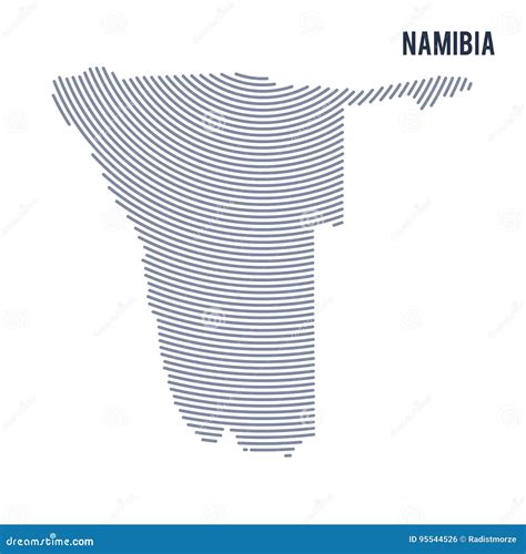 Vector Abstract Hatched Map Of Namibia With Curve Lines Isolated On A White Background Stock