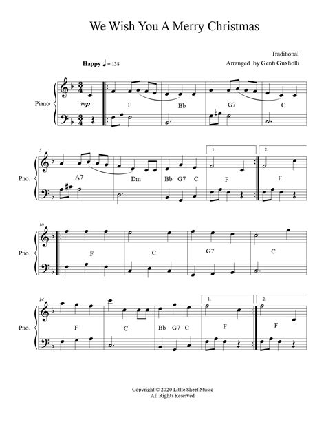 We Wish You A Merry Christmas Easy Piano Littlesheetmusic