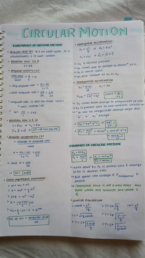 Circular Motion~1 Physics Notes Basic Physics Formulas Basic Physics
