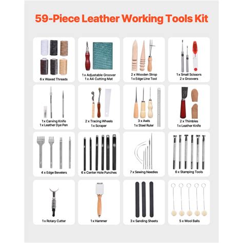 Vevor Leather Working Tools Kit 59 Pcs Leather Craft Tools With