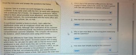 Solved Read The Mini Case And Answer The Questions That