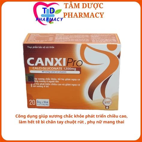 Canxi Pro Gluconate120mghộp 20 ống Giúp Bổ Sung Canxi Và Vitamin Phát Triển Chiều Caokhông