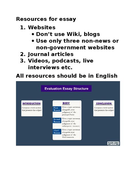 Resources For Essay And Evaluative Structure Eng 2 Resources For Essay 1 Websites Dont
