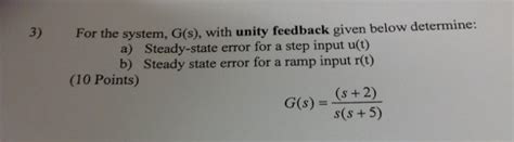 Solved For The System Gs With Unity Feedback Given Below