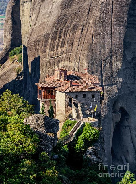 Monastery Of Rousanou Elevated View Meteora Thessaly Greece