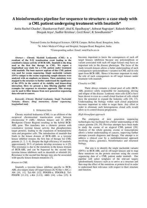 (PDF) A bioinformatics pipeline for sequence to structure: A case study with a Cml patient ...
