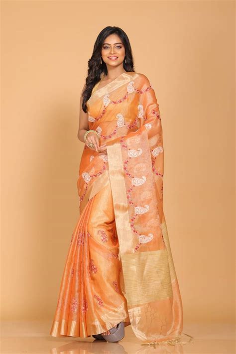 Kota Zari Embroidery Sareepeach Morchari 4434449