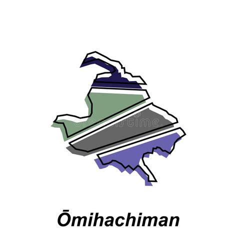 Omihachiman City Map With Linear Design Style Modern Illustration