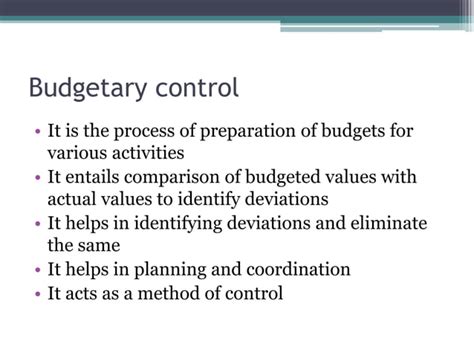 Budget And Budgetary Control Objectives Typespptx