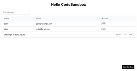Gridjs React Examples CodeSandbox