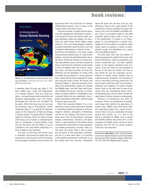 Pdf S Martin An Introduction To Ocean Remote Sensing 2nd Edition Cambridge University Press