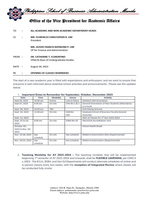 Memo Opening Of Classes Reminders 2023 Pdf Clothing