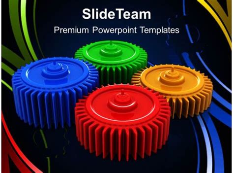 Gear Cogs Powerpoint Templates Gears Process Communication Growth Ppt Slide Presentation