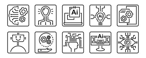 Set Of Linear Icons Artificial Intelligence Concept Vector Set Of Signs For Mobile