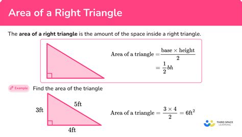 area of a right triangle math steps examples and questions
