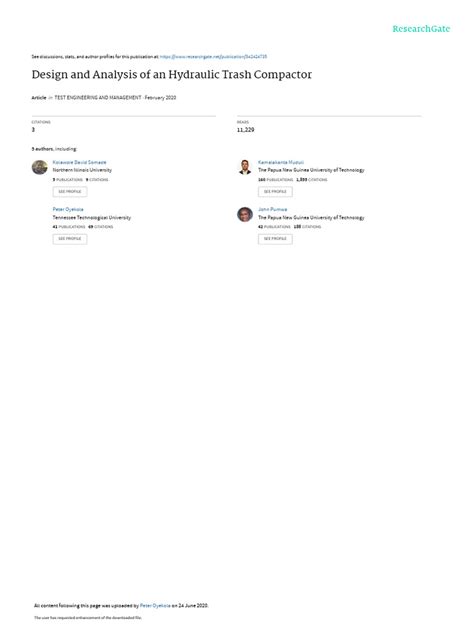 Design And Analysis Of An Hydraulic Trash Compactor Pdf Strength Of