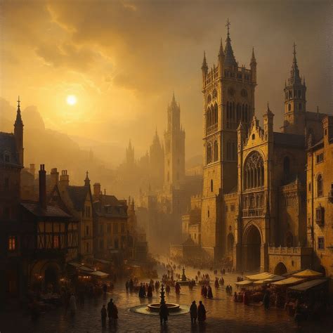 Free Medieval Golden Sunset Image Medieval Cathedral Sunset