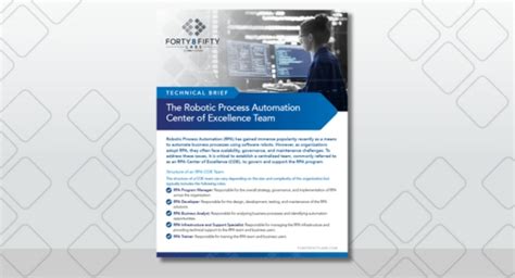 The Robotic Process Automation Center Of Excellence Team Tech Brief