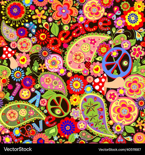 Psychedelic Paisley Floral Wallpaper Royalty Free Vector