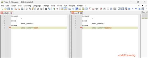 How To Compare Two Sql Queries In Notepad Code2care