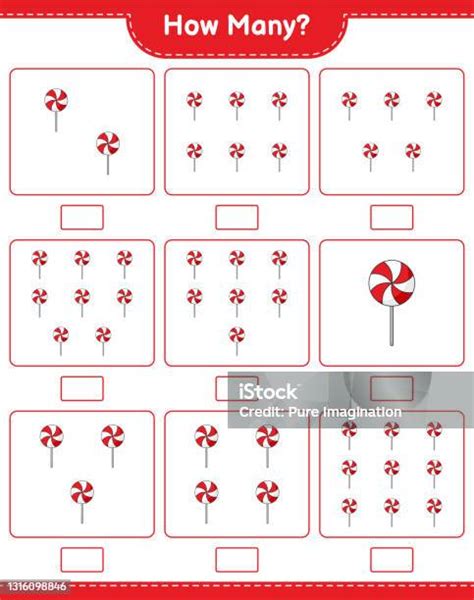 계산 게임 얼마나 많은 사탕 교육 어린이 게임 인쇄 워크 시트 벡터 일러스트레이션 0명에 대한 스톡 벡터 아트 및 기타 이미지 0명 개체 그룹 검사 보기 Istock