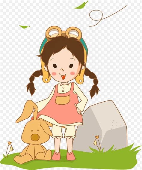 卡通女孩与小兔子png图片素材下载 图片编号yonmzevr 免抠素材网