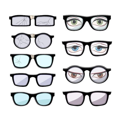 Premium Vector Geek Glasses Set Cartoon Vector Illustration