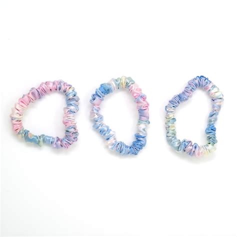 Blissy 100 Silk Skinny Scrunchies Yellow Tie Dye 100 Mulberry Silk