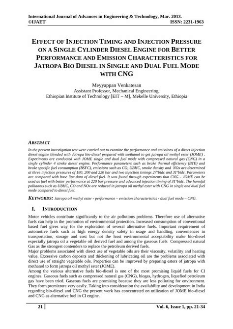 Pdf Effect Of Injection Timing And Injection Pressure On A Single