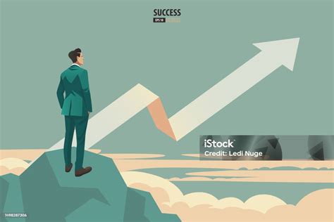 사업가와 비즈니스 화살표 개념은 성공을 생각합니다 성장 차트 업 이익 판매 및 투자를 늘리십시오 배경 벡터 개념에 대한 스톡 벡터 아트 및 기타 이미지 Istock