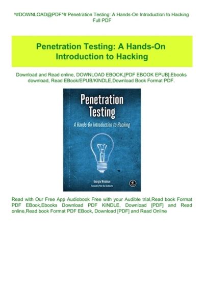 DOWNLOAD PDF Penetration Testing A Hands On Introduction To Hacking Full PDF