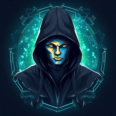 Premium Photo Logo With A Hooded Hacker Premium Photo Logo With A Hooded Hacker