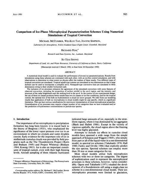 Pdf Comparison Of Ice Phase Microphysical Parameterization Schemes