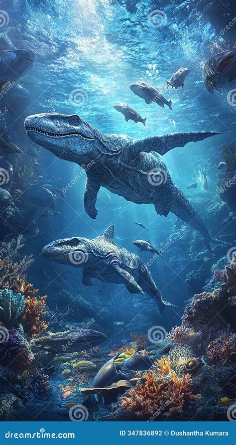 Jurassic Underwater Adventure Scene Stock Illustration Illustration Of Exciting Environment