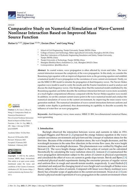 PDF Comparative Study On Numerical Simulation Of Wave Current Nonlinear Interaction Based On