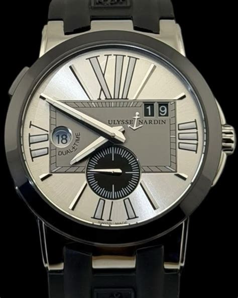 2022 Ulysse Nardin Executive Dual Time 43mm Silver Dial Rubber Strap