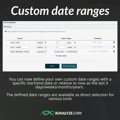 New Settings Custom Date Ranges Rrunalyze