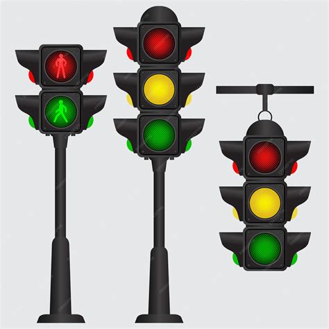 Premium Vector Traffic Lights With All Three Colors On