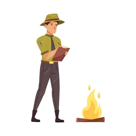 Male Park Ranger In Khaki Hat Protecting And Preserving National
